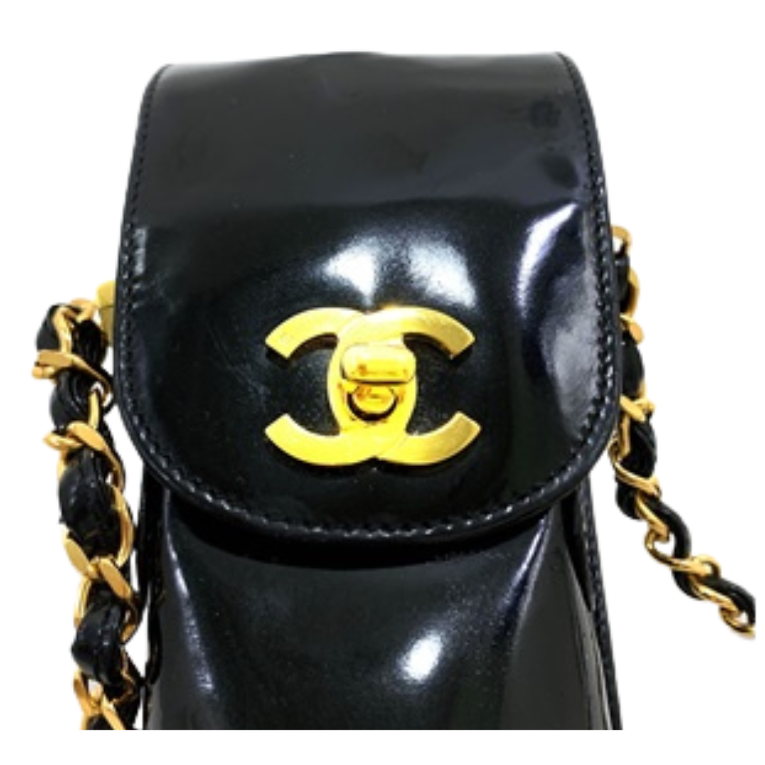 Chanel Folding Umbrella Coco Mark CC Logo Enamel Case Black Chanel Folding Umbrella Coco Mark CC Logo Enamel Case Black