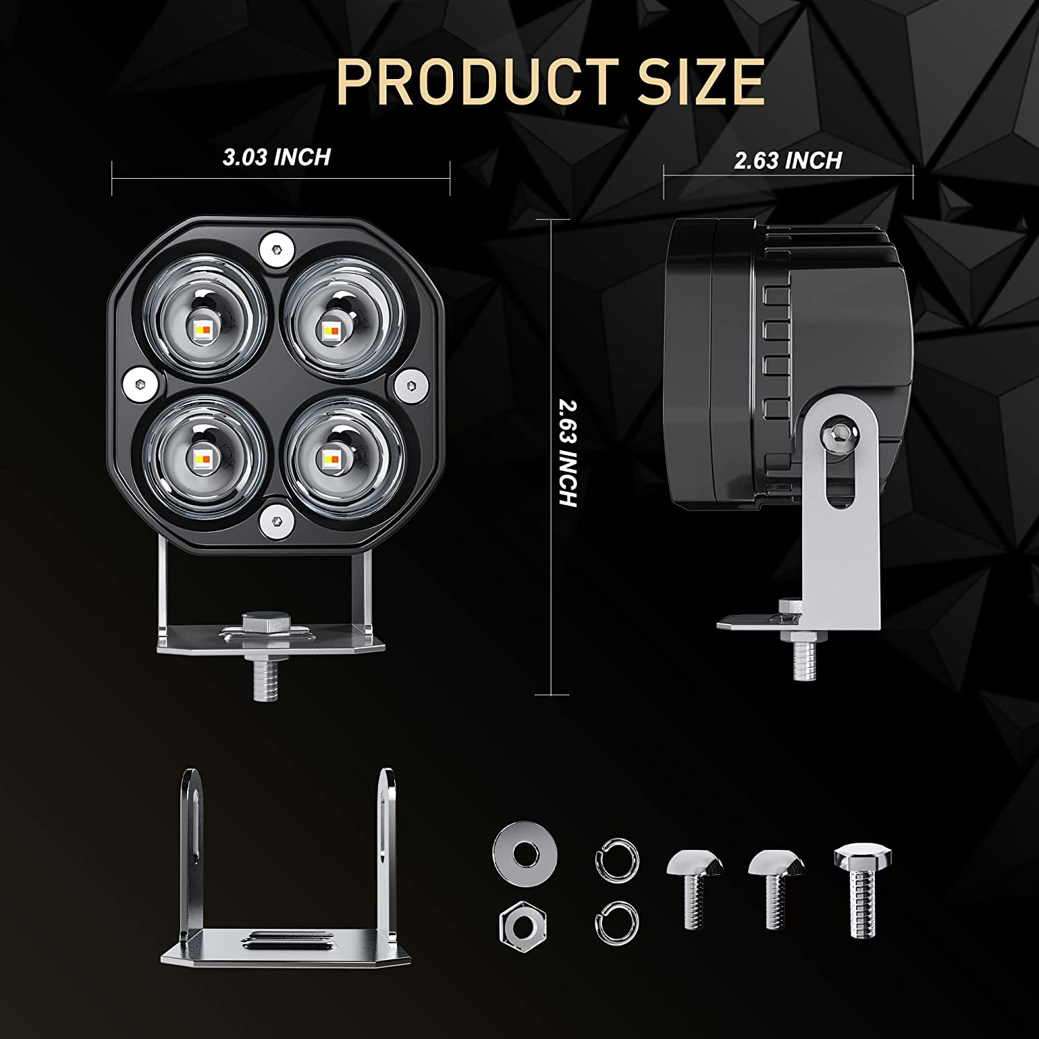 3 inch Spot LED White/Amber Strobe Pods Work Light Driving Fog Lamp For ...