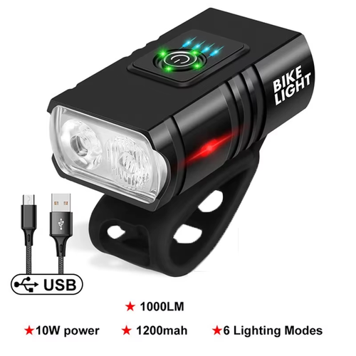 1000LM Bike Light Headlight T6 Bicycle Flashlight LED USB Rechargeable ...