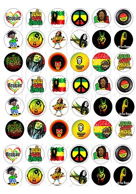 48 MINI REGGAE AND SOUL CUPCAKE TOPPERS ICED ICING FAIRY CAKE BUN ...