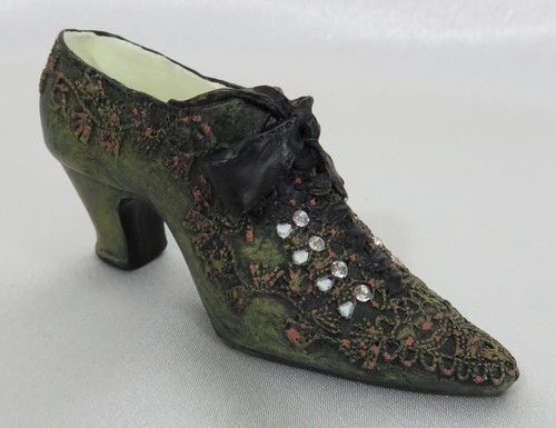 Collector's My Treasure Miniature Shoe - Green with Diamond like Stones ...