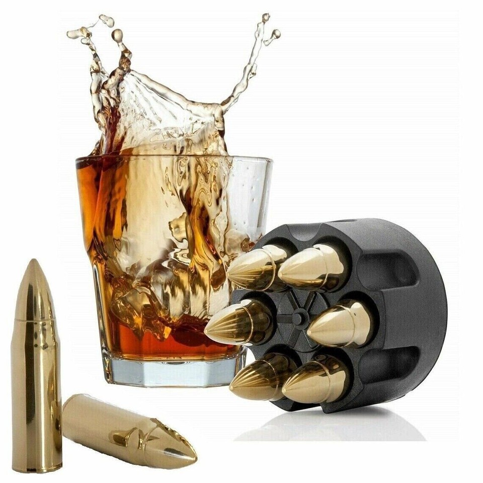 Whiskey Stones Bullets for Bourbon & Scotch Drinks Rocks Metal Gifts ...