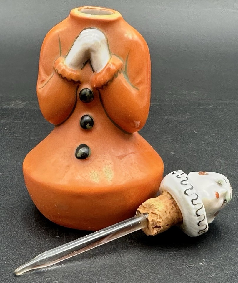 Antique Goebel Pierrot Clown Orange Perfume Bottle with Head And Cork ...