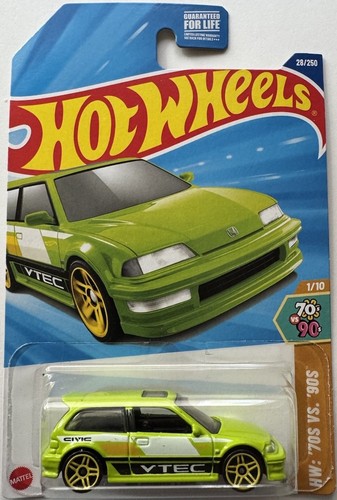2025 Hot Wheels HW '70s VS '90s 1/10 '90 Honda Civic EF 28/250 (Green ...