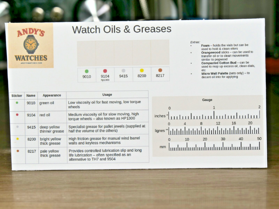 Moebius Watch Oils: 9010, 9104, 9415, 8200, 8217: 0.1-0.5ml (optional ...