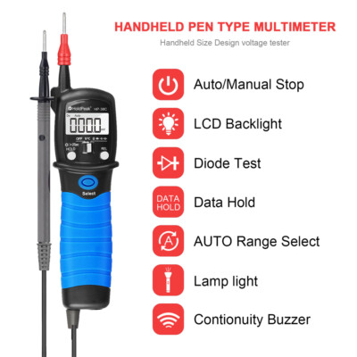 Handheld AC DC Probe Tester Multimeter Resistance Meter Capacitance ...