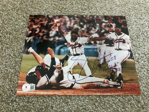 SID BREAM Signed Autograph 8x10 Photo ATLANTA BRAVES 92 NLCS SLIDE BAS ...