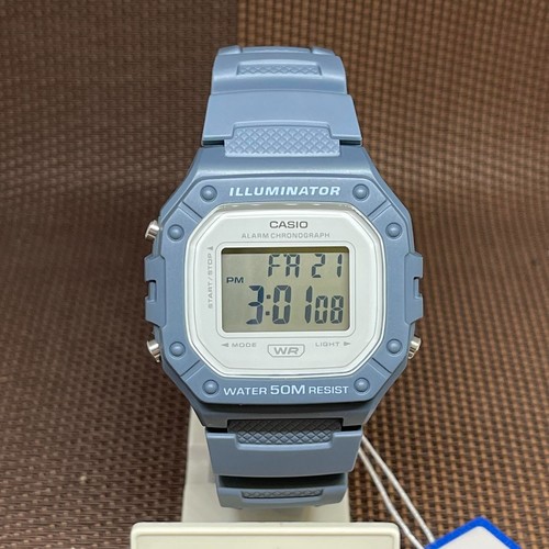 Casio W-218HC-2A Illuminator Blue Resin Digital Sporty Design Casual ...