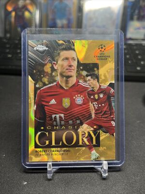 2021-22 UEFA Topps Chrome Robert Lewandowski Gold Lava Chasing Glory ...