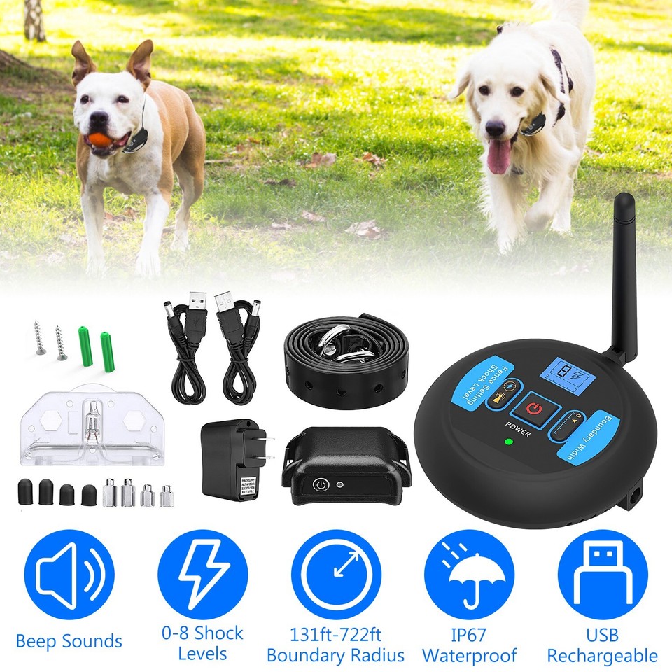 Wireless Electric Dog Fence Pet Containment System Shock Collars For 1/ ...
