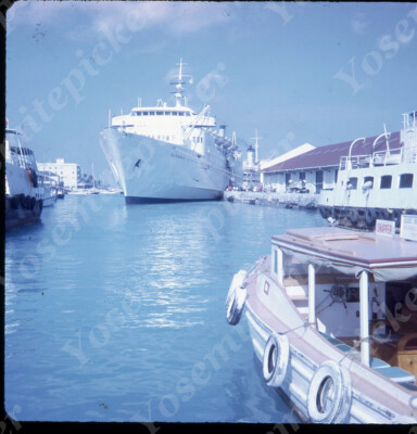 Sl85 Original Slide 1967 Sunward passenger cruise ship harbor 602a | eBay