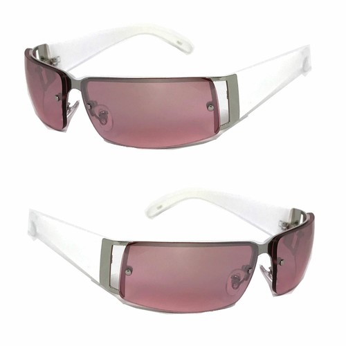 Fashion Womens Rimless Sunglasses White Temple Pink Lens UV400 | eBay UK