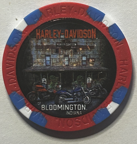 Harley Davidson of Bloomington Wide Print Poker Chip Red & Blue | eBay