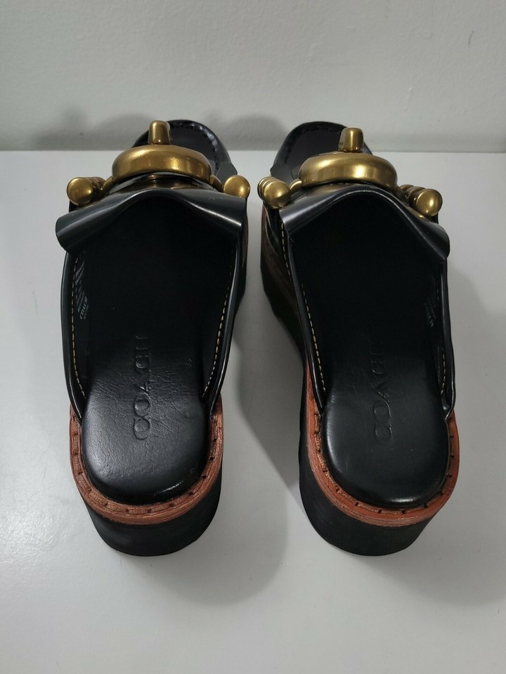 Coach Womens Turnlock Creepers Slide Mules Black Fringe Size 5 | eBay