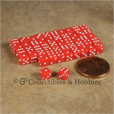 NEW 5mm 50 Opaque Red Mini Dice Set RPG Game Miniature Tiny 3/16 inch ...