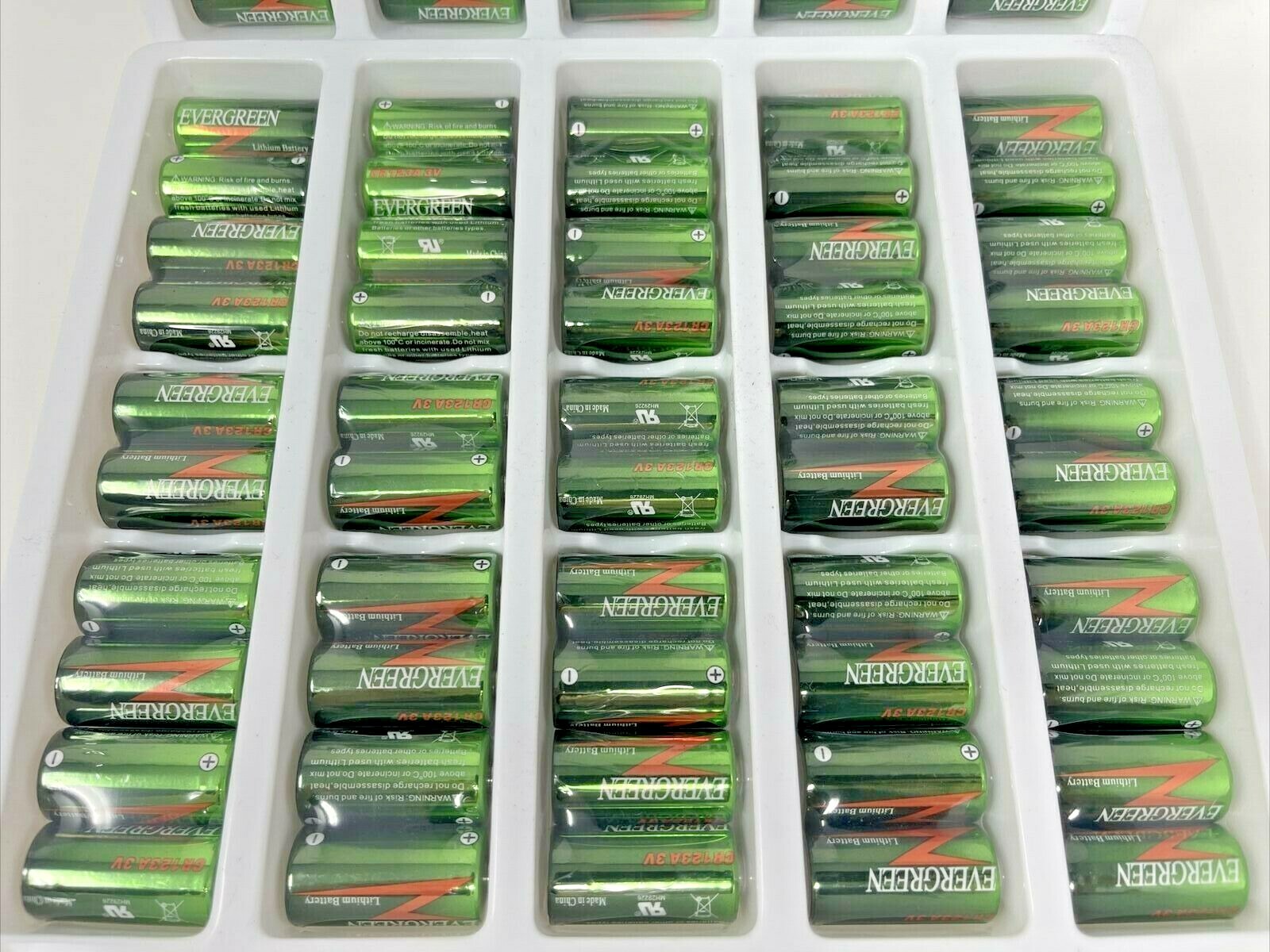 New Lot of 50 Evergreen CR123A 3V Lithium Batteries Exp 03/2027 | eBay