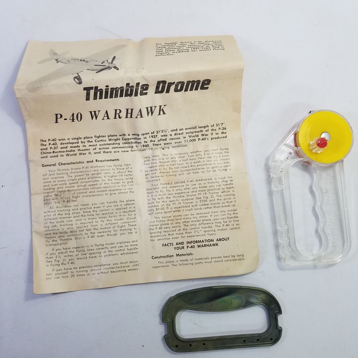 Thimble Drome P40 Warhawk Model Plane Instructions & Skylon Reel 705 ...