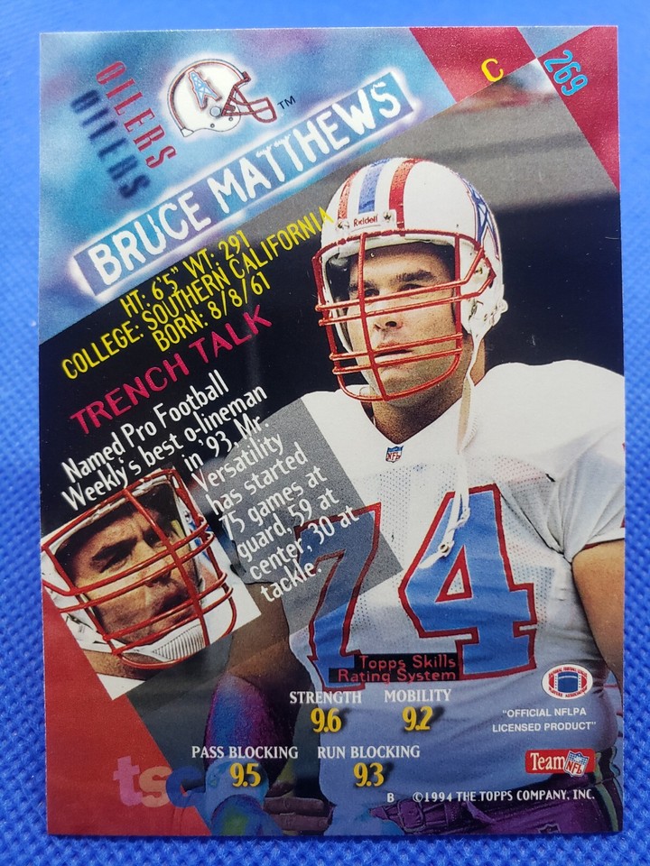 1994 Topps Stadium Club BRUCE MATTHEWS Members Only card USC TROJANS ...