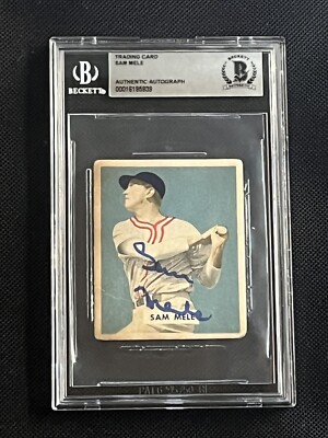 SAM MELE 1949 BOWMAN ROOKIE SIGNED AUTOGRAPHED CARD BECKETT BAS ...