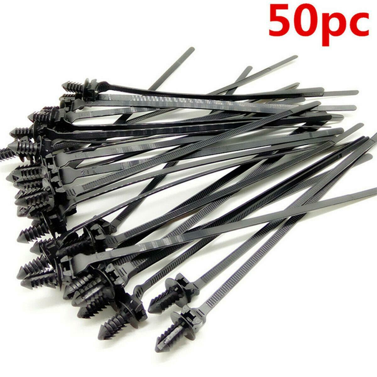 50PC Car Nylon Push Cable Tie Bundled Wire Harness Line Fastener Zip ...