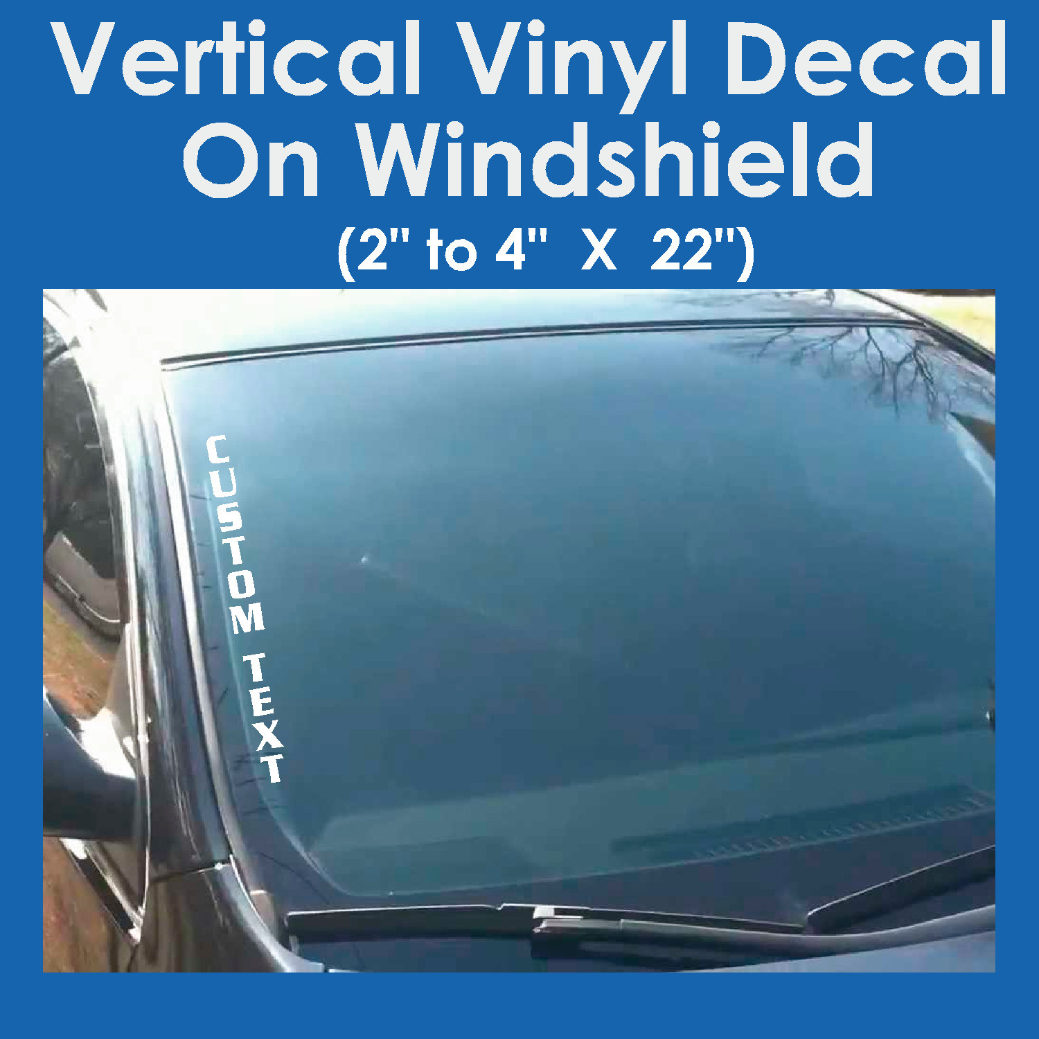 CUSTOM TEXT VERTICAL Side Windshield Vinyl Decal Sticker Car Truck Boat ...