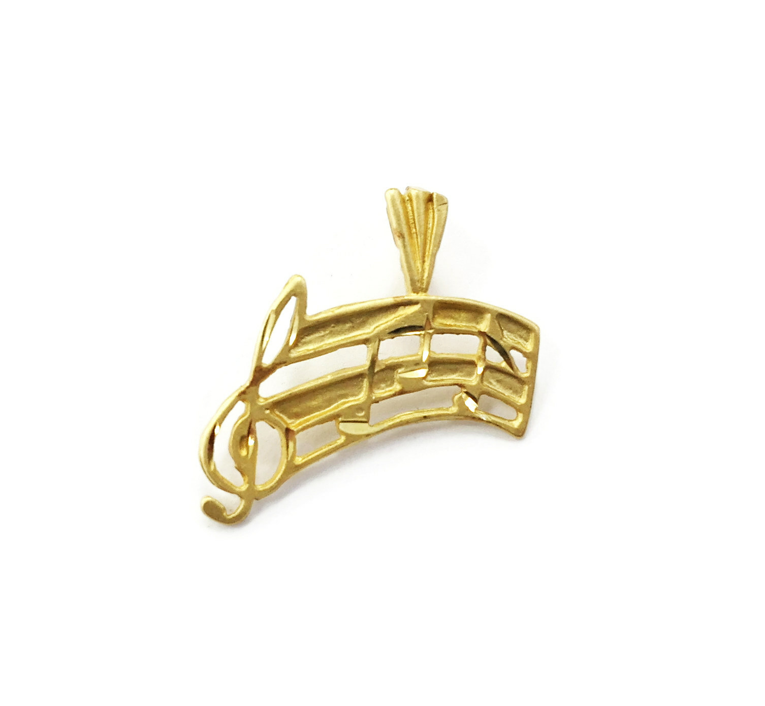 14K Yellow Gold Music Notes Musical Charm Necklace Pe… - Gem