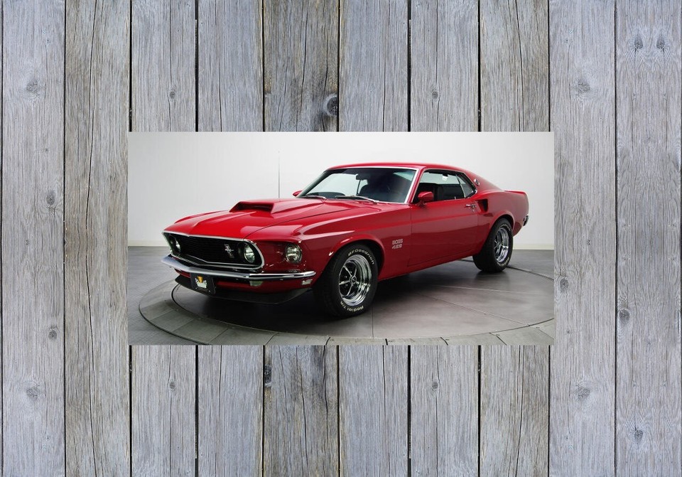 1969 FORD MUSTANG BOSS 429 CLASSIC CAR POSTER PRINT 12x24 HI RES 9MIL ...