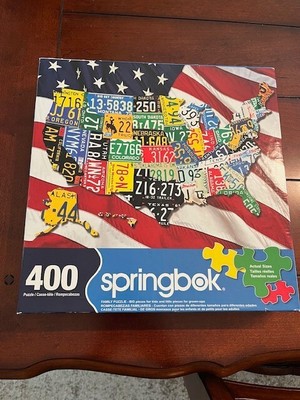 Springbok Family Jigsaw Puzzle 400 pc State License Plates USA Small ...