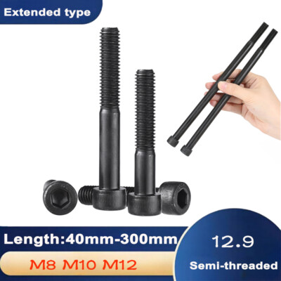 M8 M10 M12 Socket Cap Head Screws 12.9 Semi thread Self Black Hex Allen ...