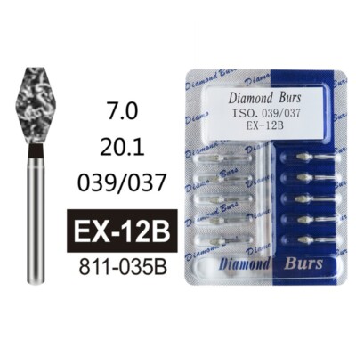 100 PCS EX-12B High Quality Black Super Coarse Barrel Shape Dental ...