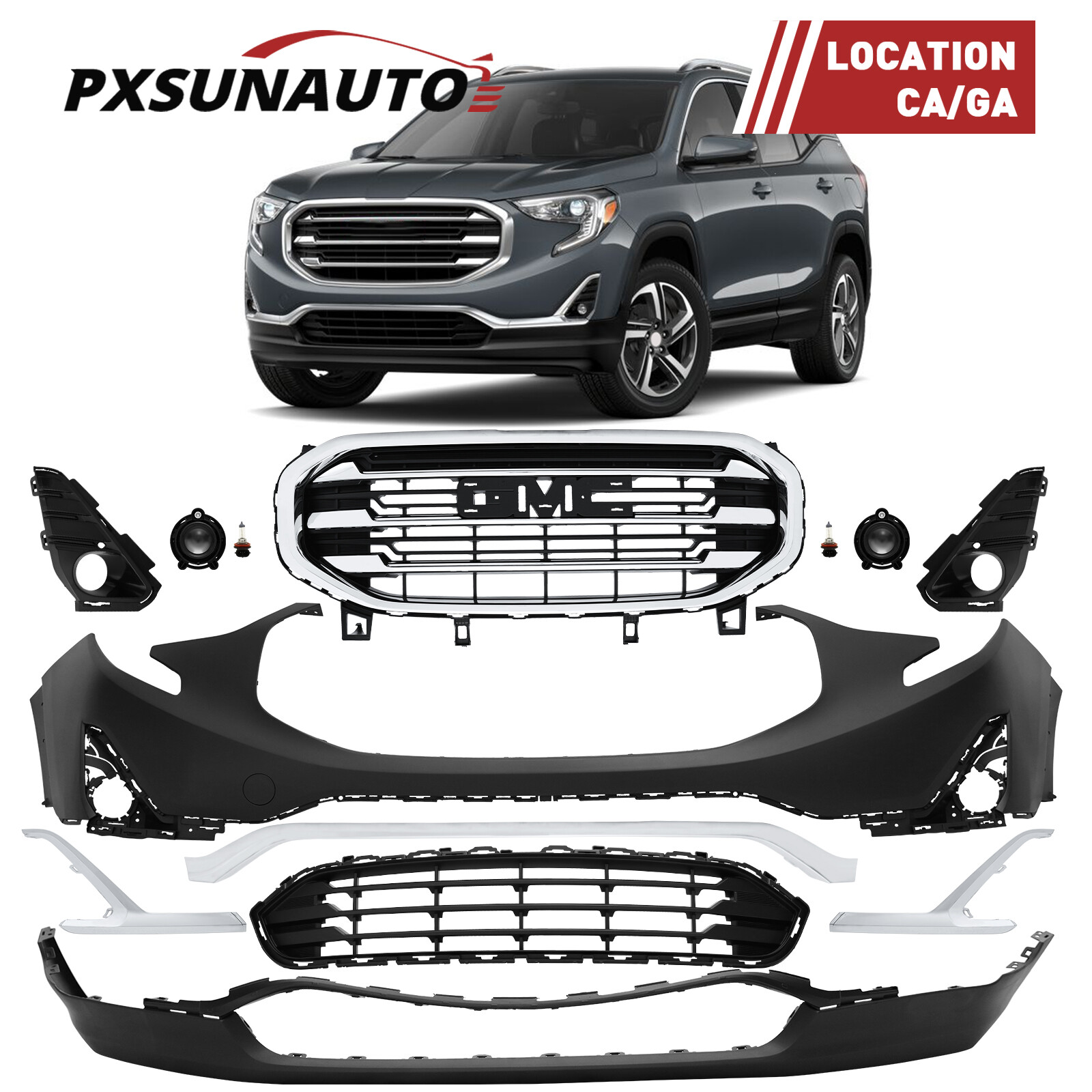 For 2018 2019 2020 2021 GMC Terrain Front Bumper COVER Grills Fog Lamp ...