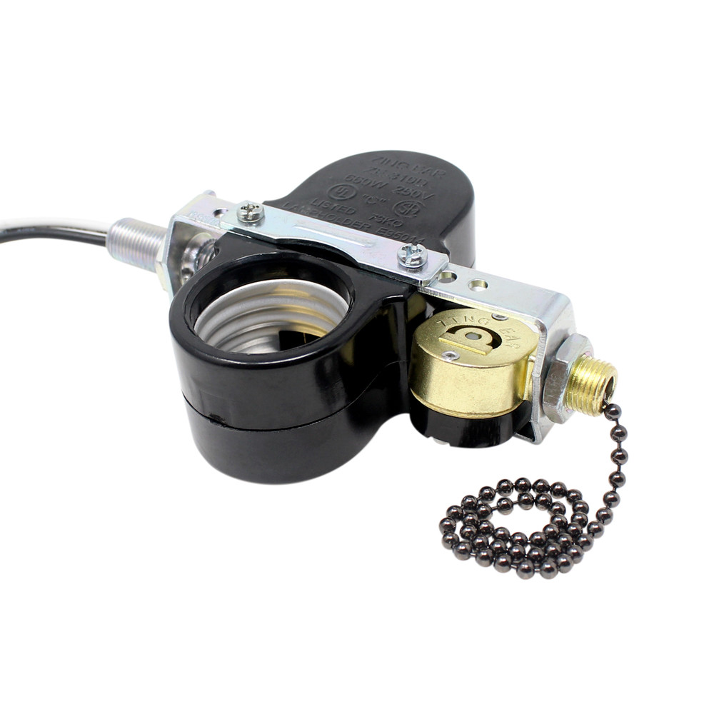 ZE-310D 2 Light Socket Cluster Edison Base w/ ZE-109M Pull Chain Switch ...