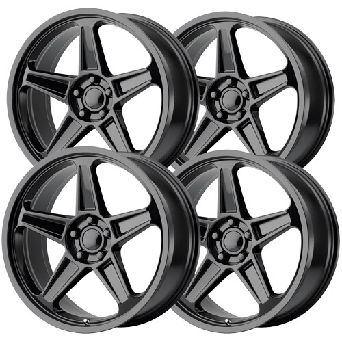 (Set of 4) Staggered-Replica 186GB Demon 20" 5x115 20mm Gloss Black ...