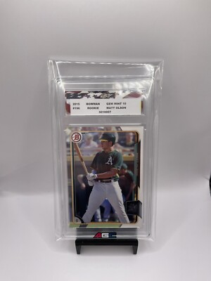 2015 bowman #196 Matt Olson AGC 10 Gem Mint Rookie Card Braves Home Run ...