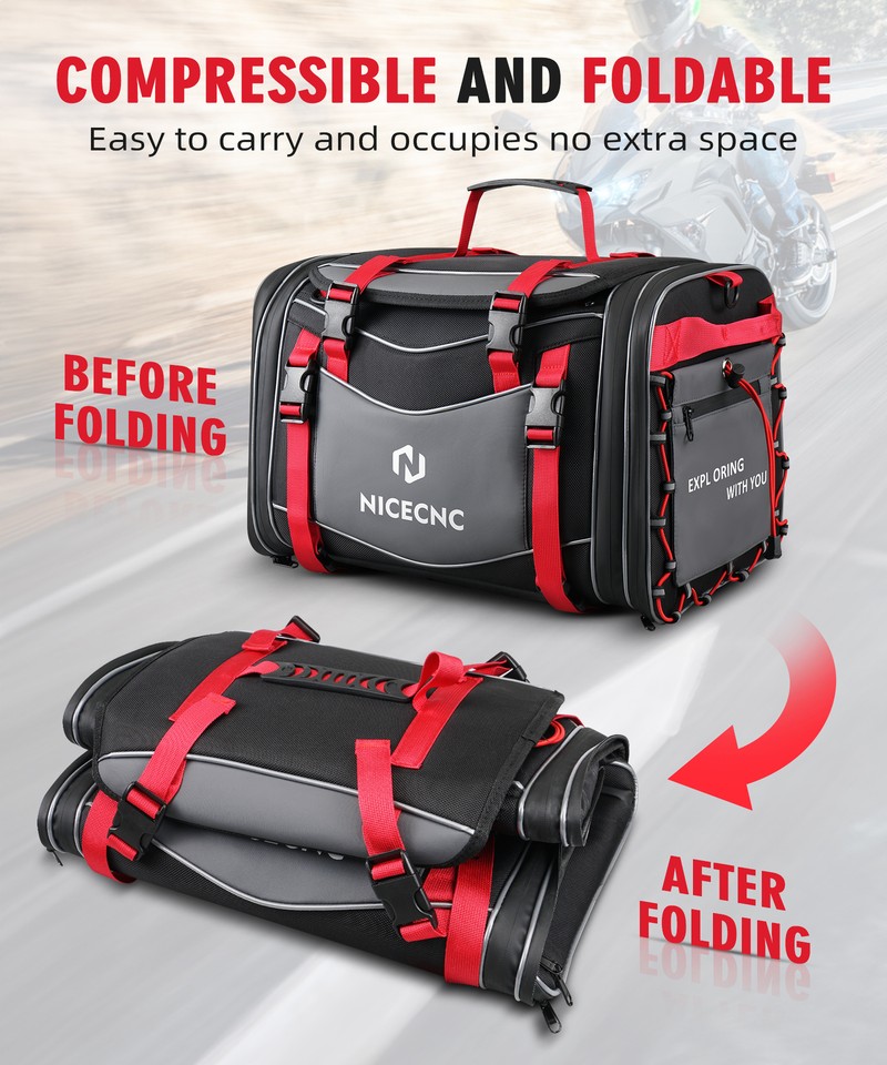 53L Motorcycle Top Bag Tail Bag Luggage Rack Scooter Trunk Storage Bag ...