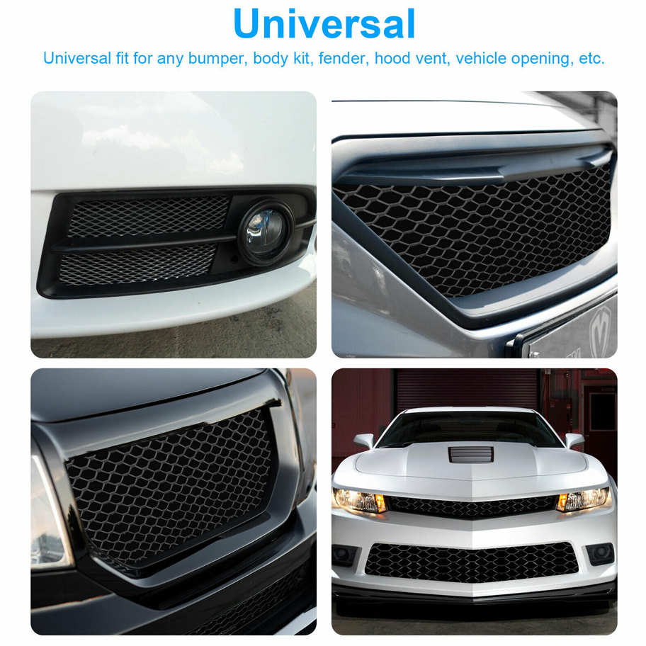 Black Aluminum Mesh Grill Cover Car Bumper Fender Hood Vent Grille Net ...