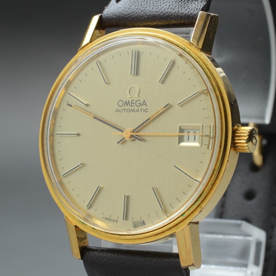 Vintage OMEGA Cal.1010 Gold Date Automatic 34mm Men's Watch 66.0202 ...