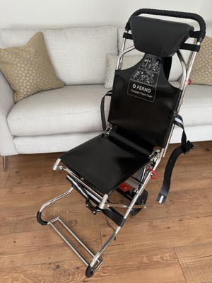 Ferno Compact 2 Track Evacuation Carry Chair Black with Tracks & Head ...
