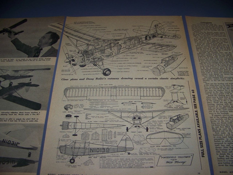 VINTAGE..PORTERFIELD COLLEGIATE...R-C PLANS/DETAILS/PHOTOS RARE! (543R ...