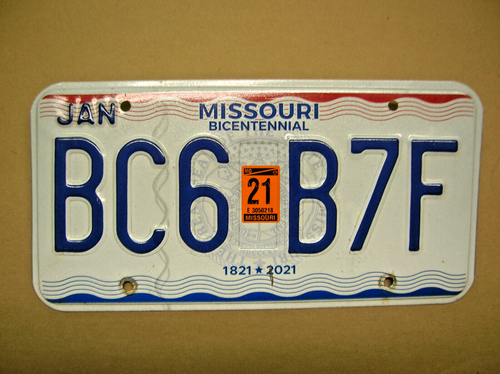 January 2021 Missouri state bicentennial license plate.Good cnd.Light ...