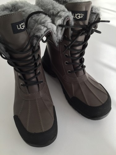 UGG BUTTE US 10 METAL GRAY WATERPROOF LEATHER SHEEPSKIN SNOW BOOTS MEN ...