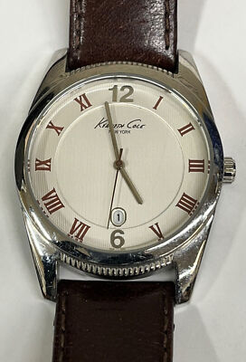 Kenneth Cole New York Burgundy Accented Date At 6 Quartz Mens Watch | eBay