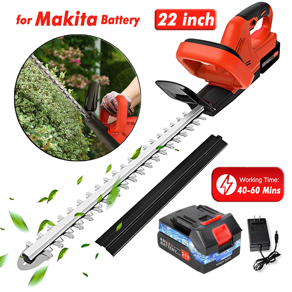 22 Inch Handheld Electric Cordless Hedge Trimmer Bush Trimmer with 21V ...