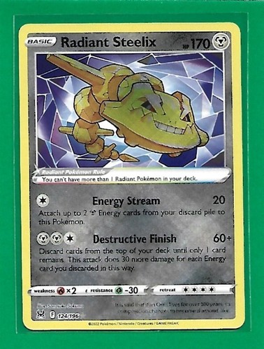 Pokémon TCG SWSH Lost Origin Radiant Steelix #124/196 Radiant Rare | eBay