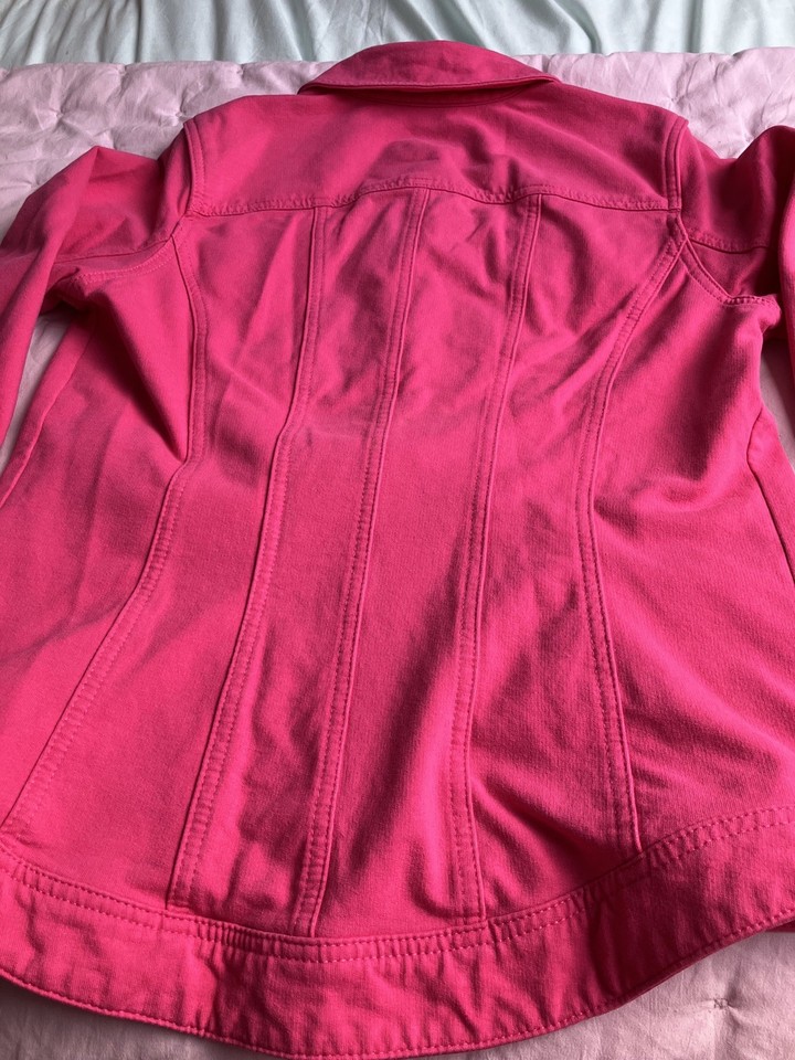 Denim & Co D&Co Comfy Denim Style Stretchy Jacket in Hot Fuchsia Pink ...
