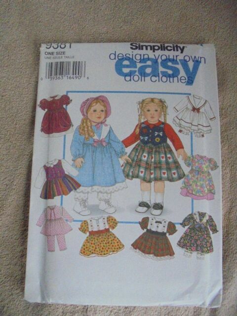 1995 Simplicity Pattern 9381 Easy Design 18" Girl Doll Clothes Sailor ...