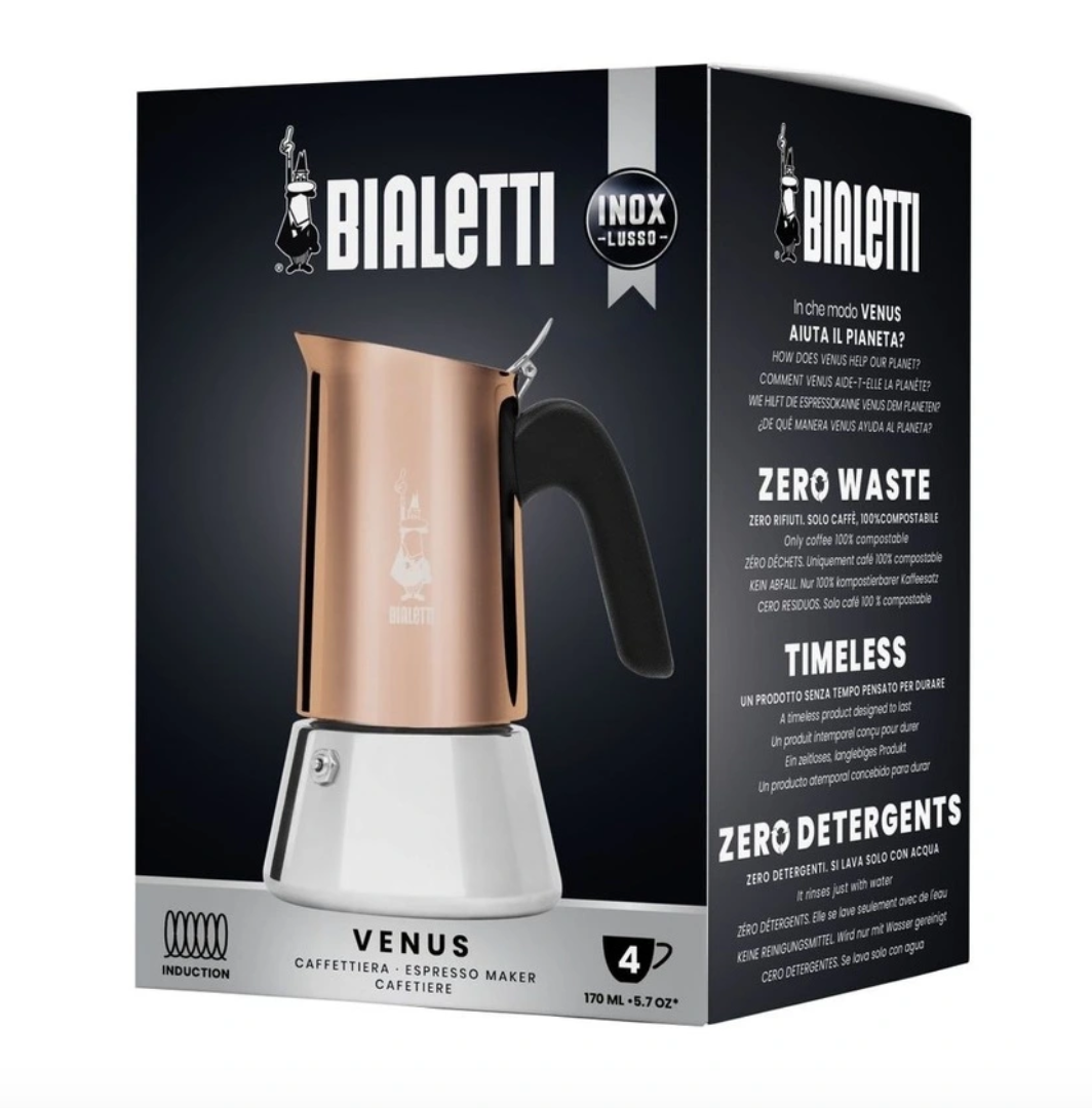 Bialetti Venus Copper Espresso Induction Stovetop Coffee Maker 4 Cups ...