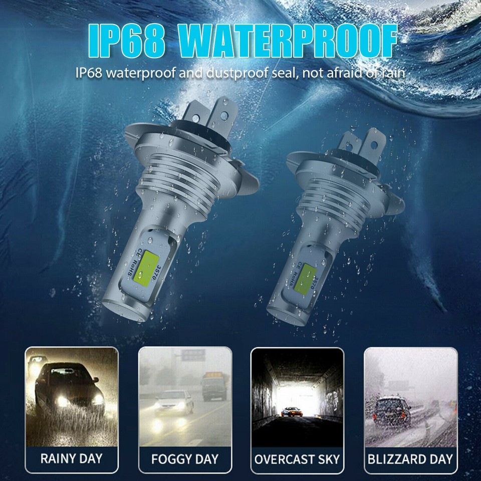 H7 H7 LED Headlight KIT Combo Bulbs High Low Beam Super Bright White ...