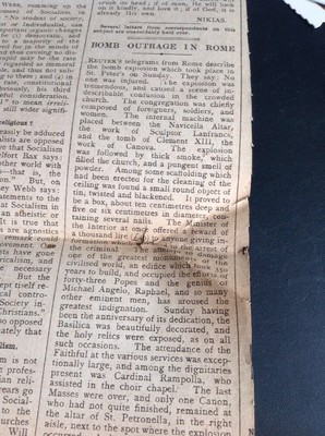 Q1-j Ephemera 1900s Article Outrage In Rome St Peters | eBay