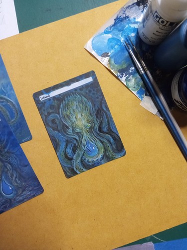 MtG Island Cthulhu Full Magic Altered Hand Painted Art Original Alter ...